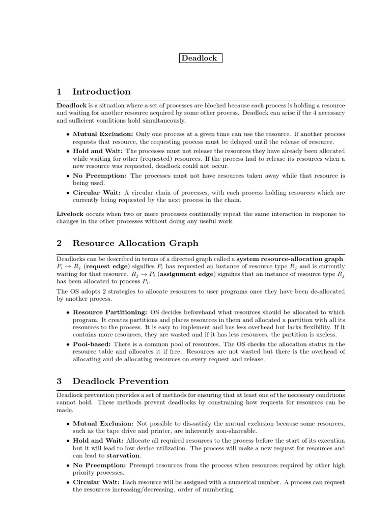 Deadlock Explained: The 4 Conditions and Prevention Methods | PDF ...