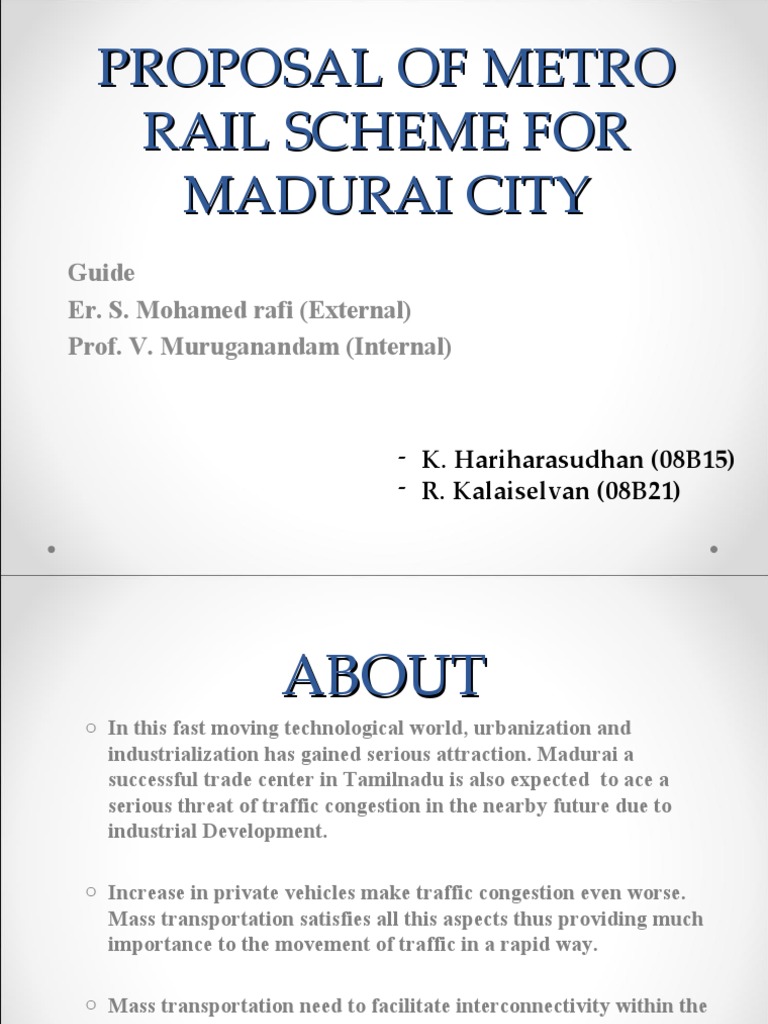 Proposal of Metro Rail For Madurai | PDF | Dust | Prestressed Concrete