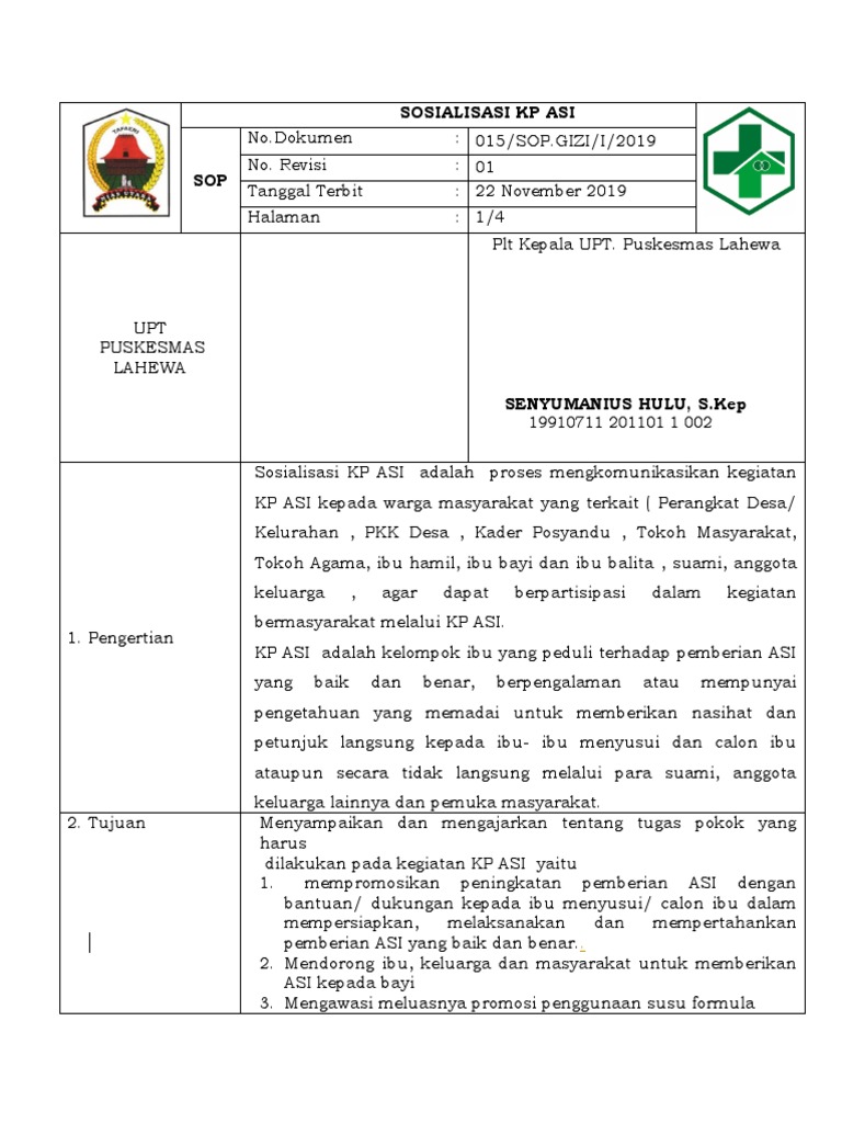 Sop Sosialisasi KP Asi | PDF