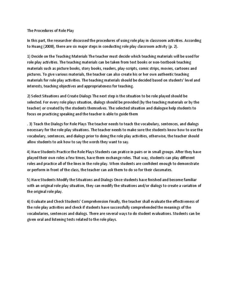 Role Play Steps for Teachers | PDF | Education Theory | Applied Psychology