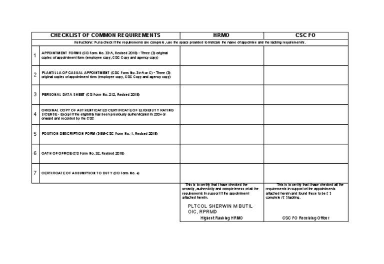 CSC Appointment Processing Checklist | PDF | Business