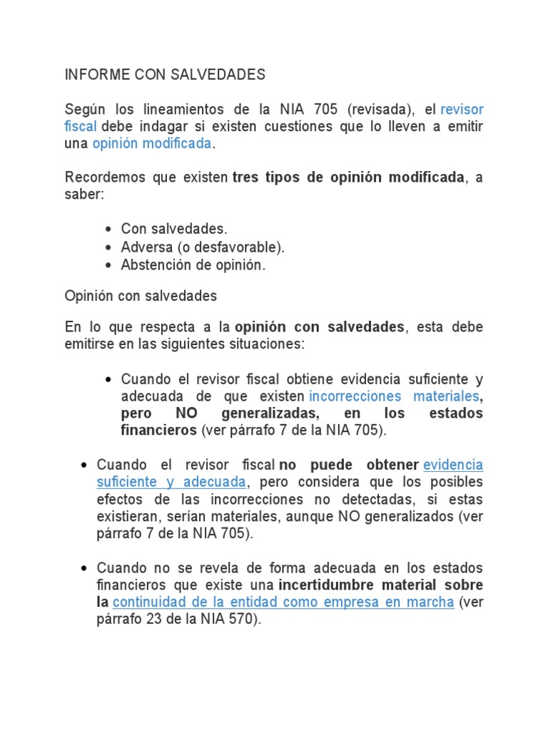 Informe Con Salvedades | PDF