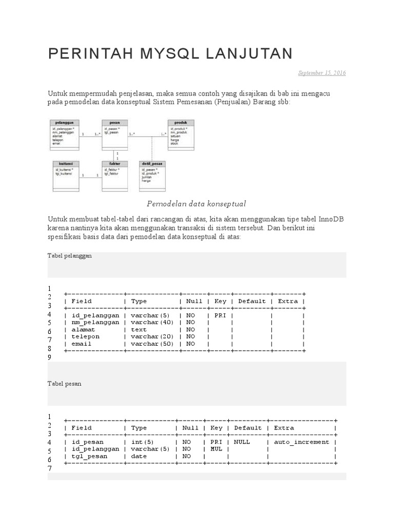 Perintah Mysql Lanjutan | PDF | Komputer