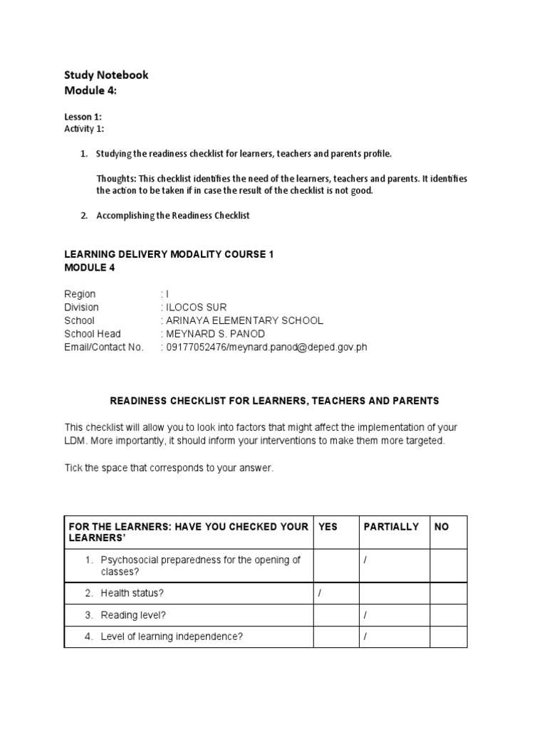 Module4 Study Notebook | Download Free PDF | Learning | Teachers