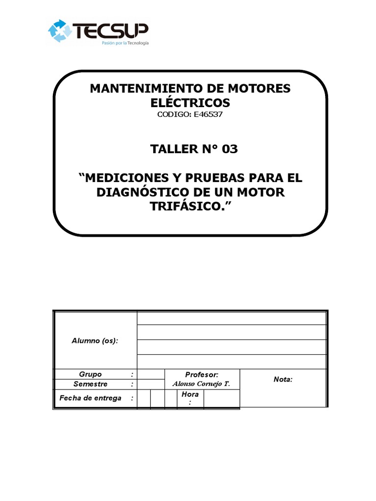 03 Mediciones y Pruebas para El Diagnóstico de Un Motor Trifásico ... 03 Mediciones y Pruebas para El Diagnóstico de Un Motor Trifásico ...