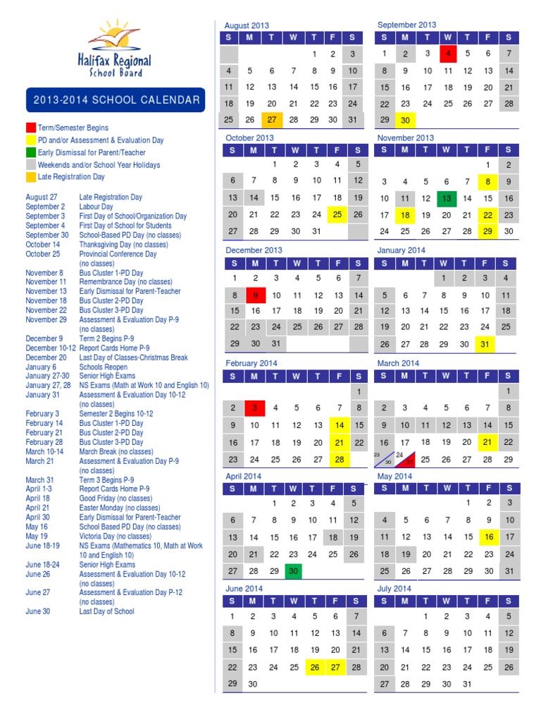 School Calendar | PDF | Nova Scotia | Schools