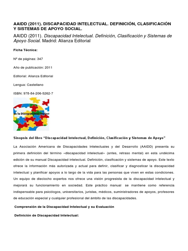 AAIDD | PDF | Discapacidad intelectual | Invalidez