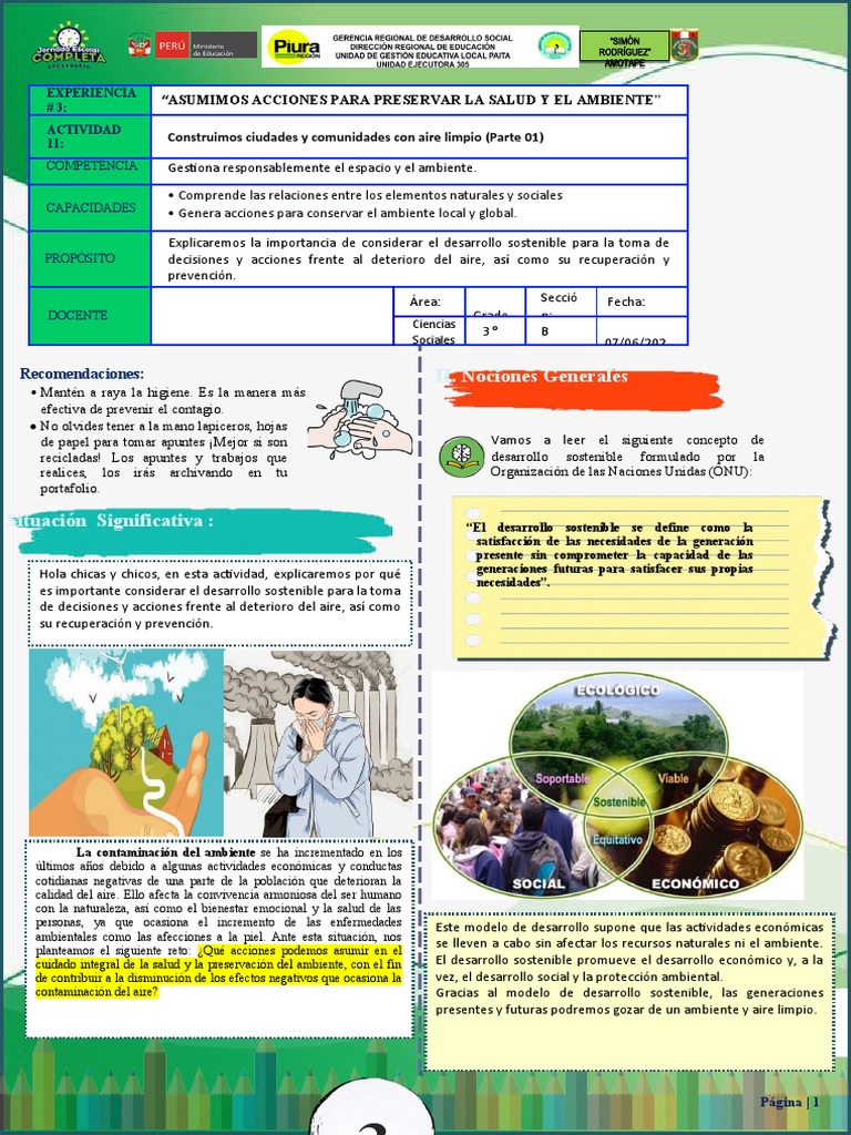 FICHA 3º SEC- CCSS B | PDF | Desarrollo sostenible | Sustentabilidad