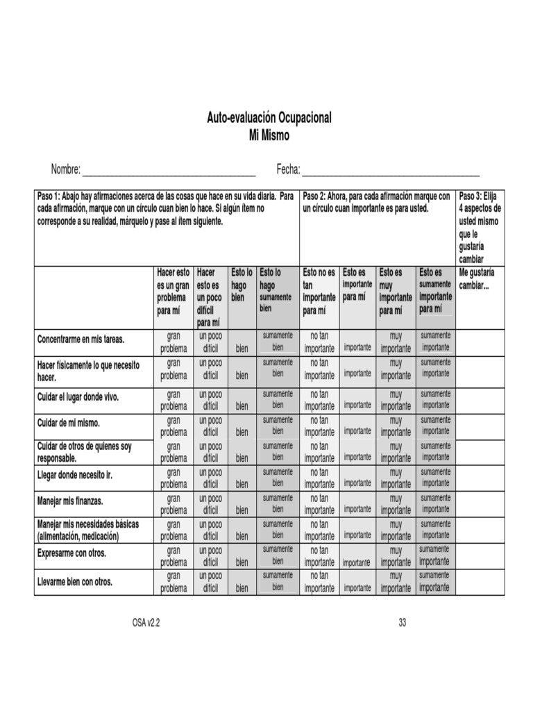 Instrumento OSA | PDF | Salud y bienestar | Medicina