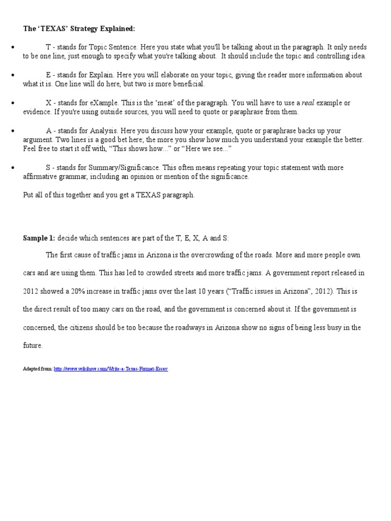 Understanding the TEXAS Paragraph Structure | PDF | Communication ...