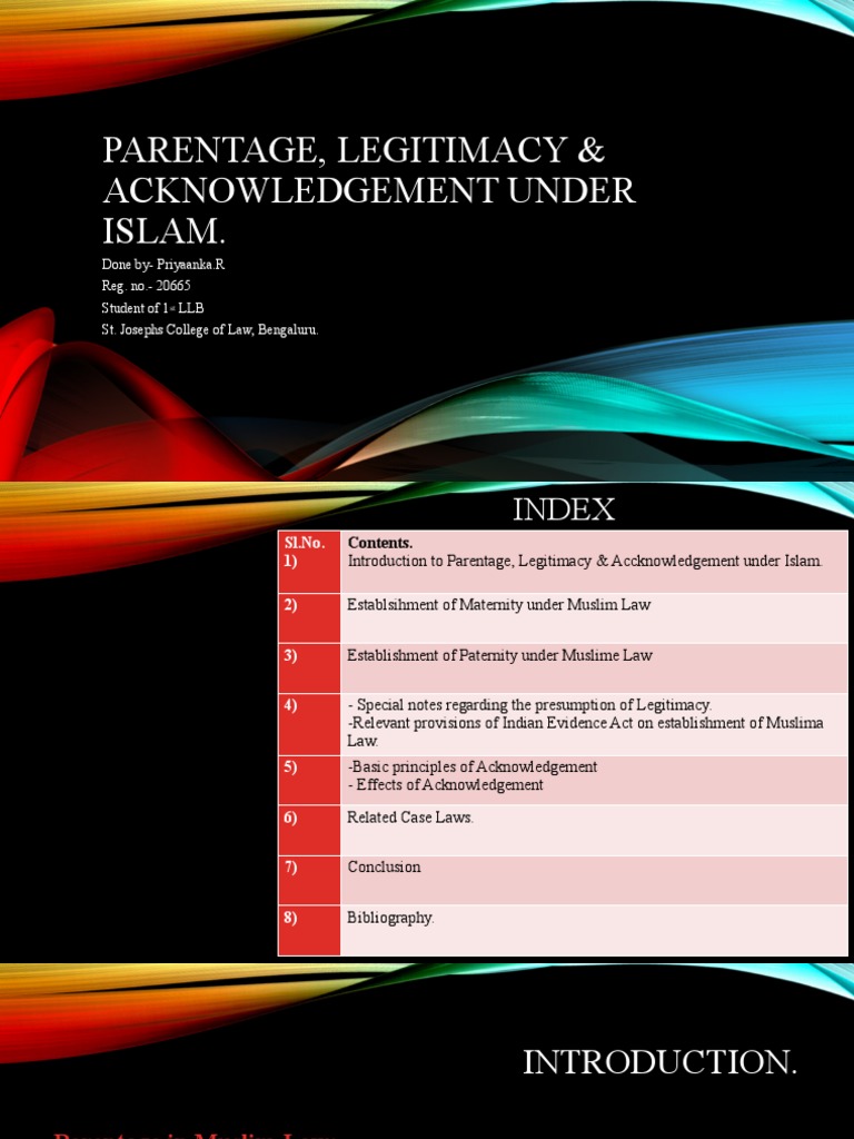 Parentage, Legitimacy & Acknowledgement Under Islam | PDF | Legitimacy ...