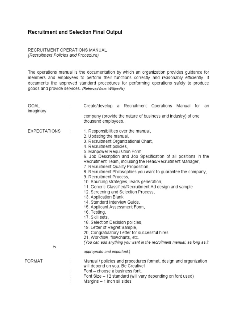 Recruitment and Selection Final Output | PDF | Recruitment | Business