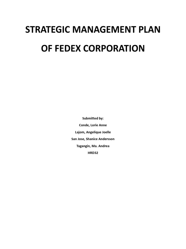 Strategic Management Plan of Fedex Corporation | PDF | Strategic ...