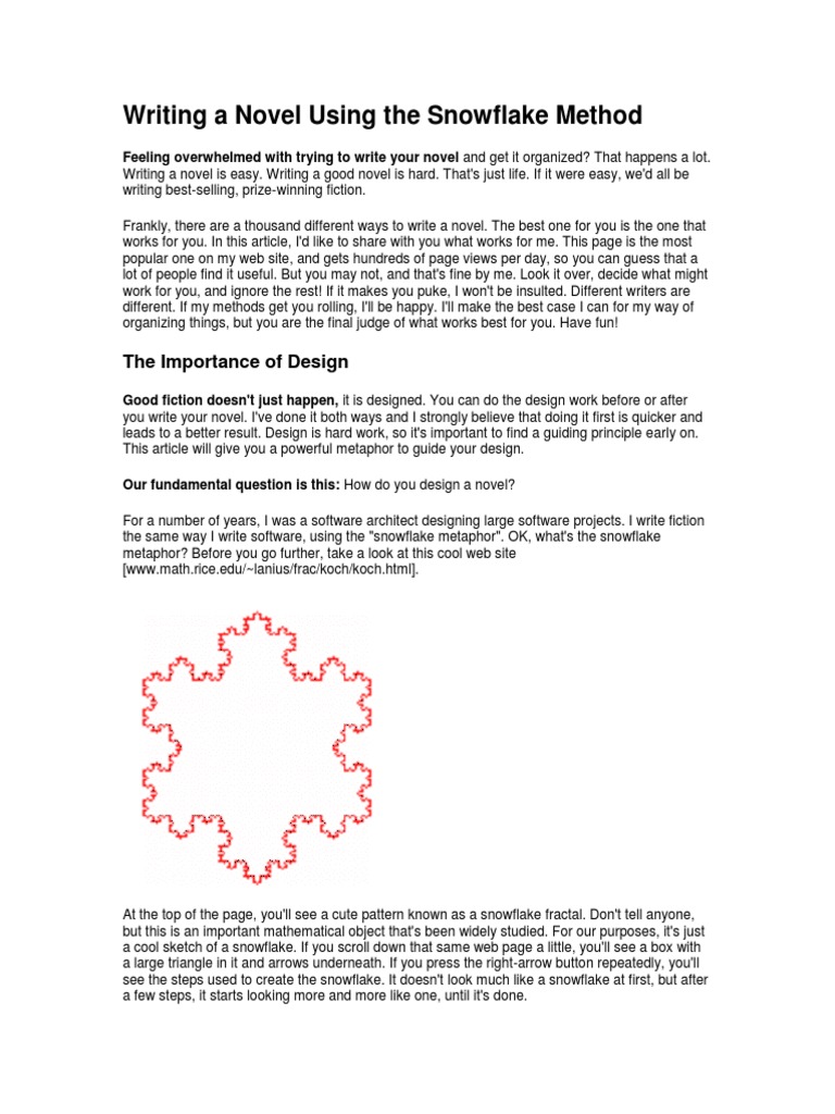 Writing A Novel Using The Snowflake Method: The Importance of Design ...