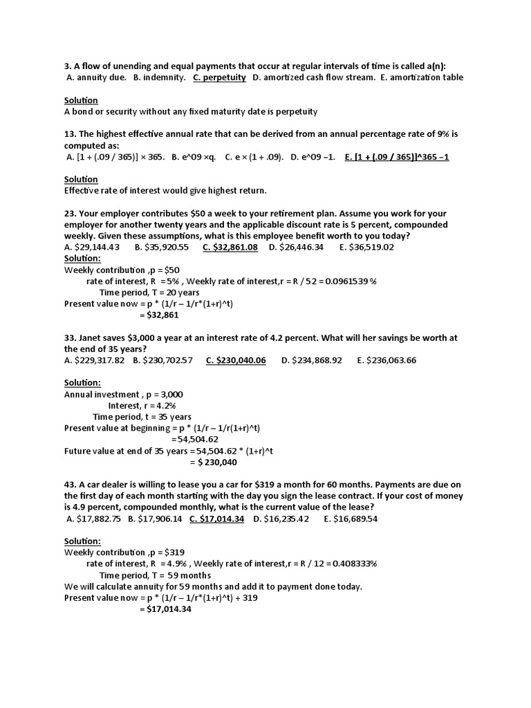 FMI | PDF | Present Value | Interest