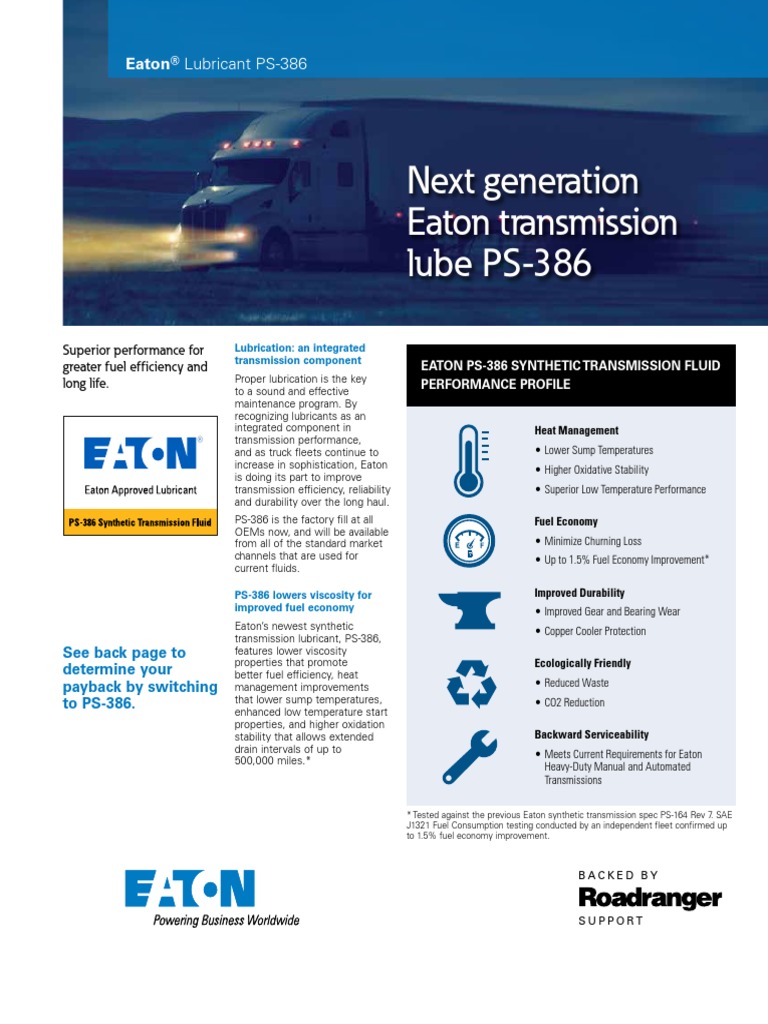 Next Generation Eaton Transmission Lube PS-386 | PDF | Fuel Economy In ...
