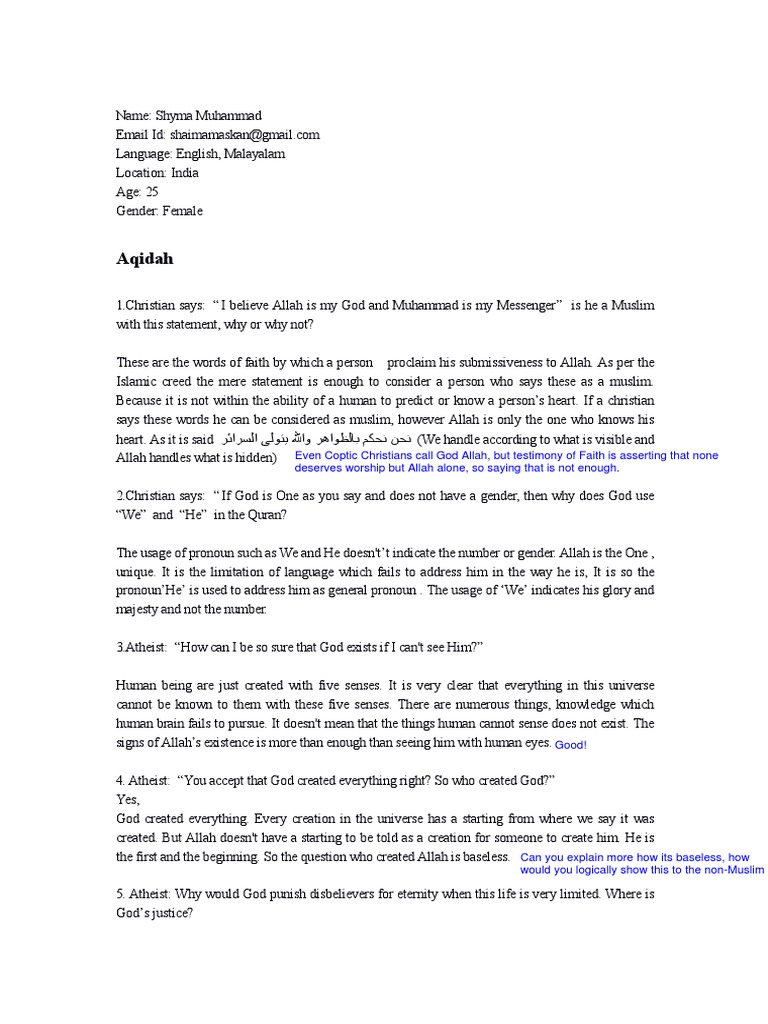 Dawa Evaluation | PDF | God In Islam | Muhammad