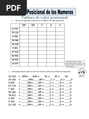 Hojas De Trabajo Sobre El Valor Posicional Representamos Números En
