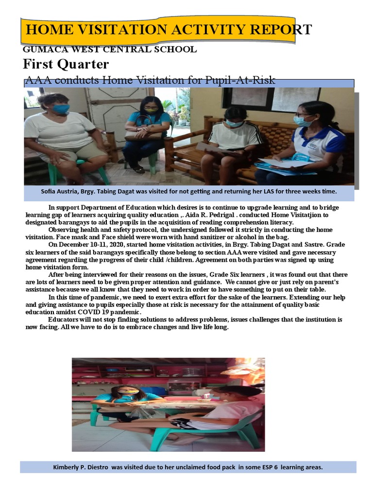 Home Visitation Activity Report First Quarter: AAA Conducts Home ...