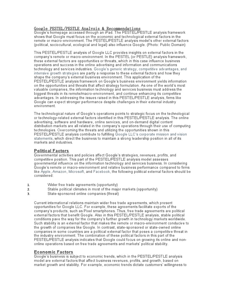 Google PESTEL/PESTLE Analysis & Recommendations | PDF | Privacy ...