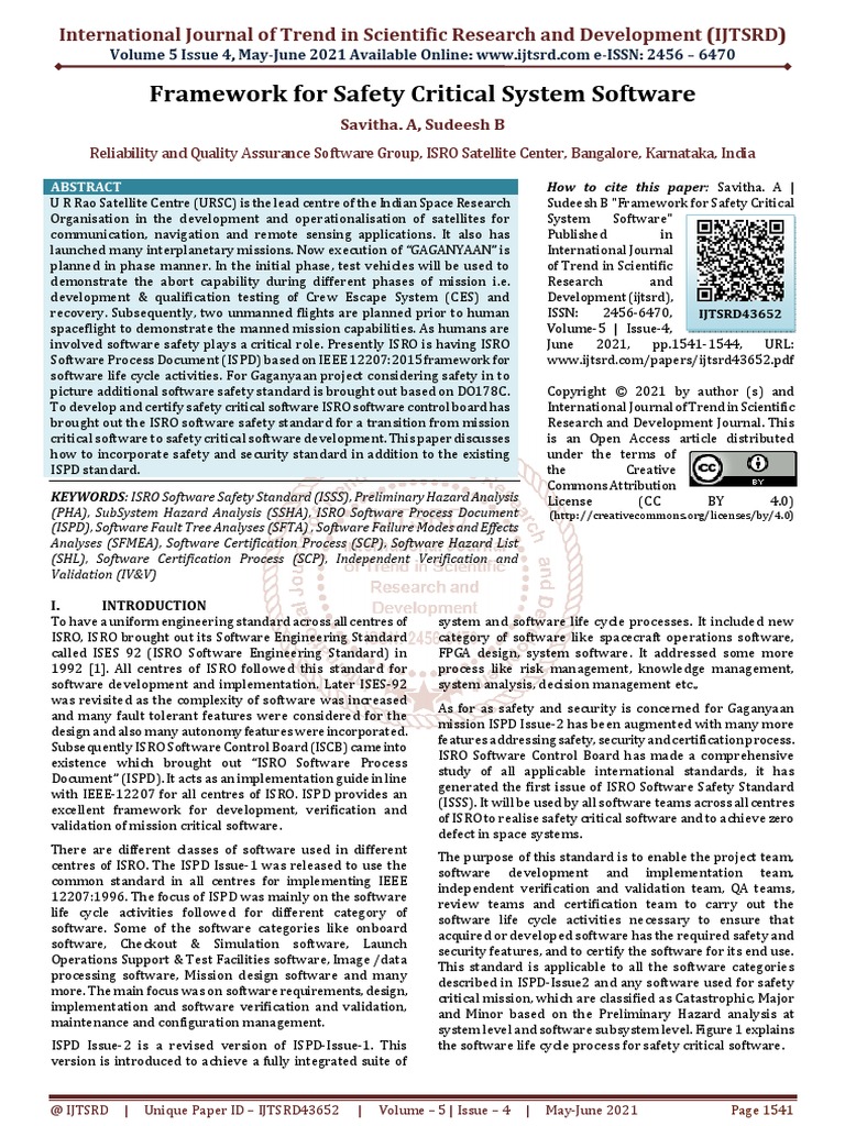 Framework For Safety Critical System Software | PDF | Verification And ...