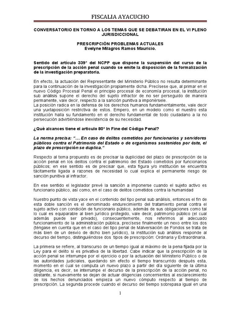 Articulo 339 NCPP | PDF | Estatuto de limitaciones | Derecho penal