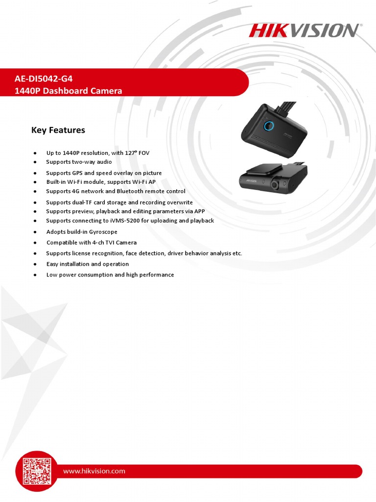 Key Features: AE-DI5042-G4 1440P Dashboard Camera | PDF