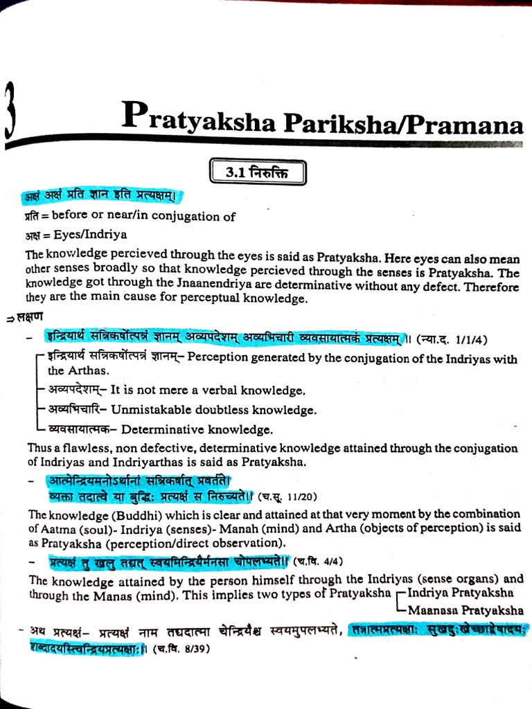An Analysis of Pratyaksha (Perception) as a Pramana (Means of Knowledge ...