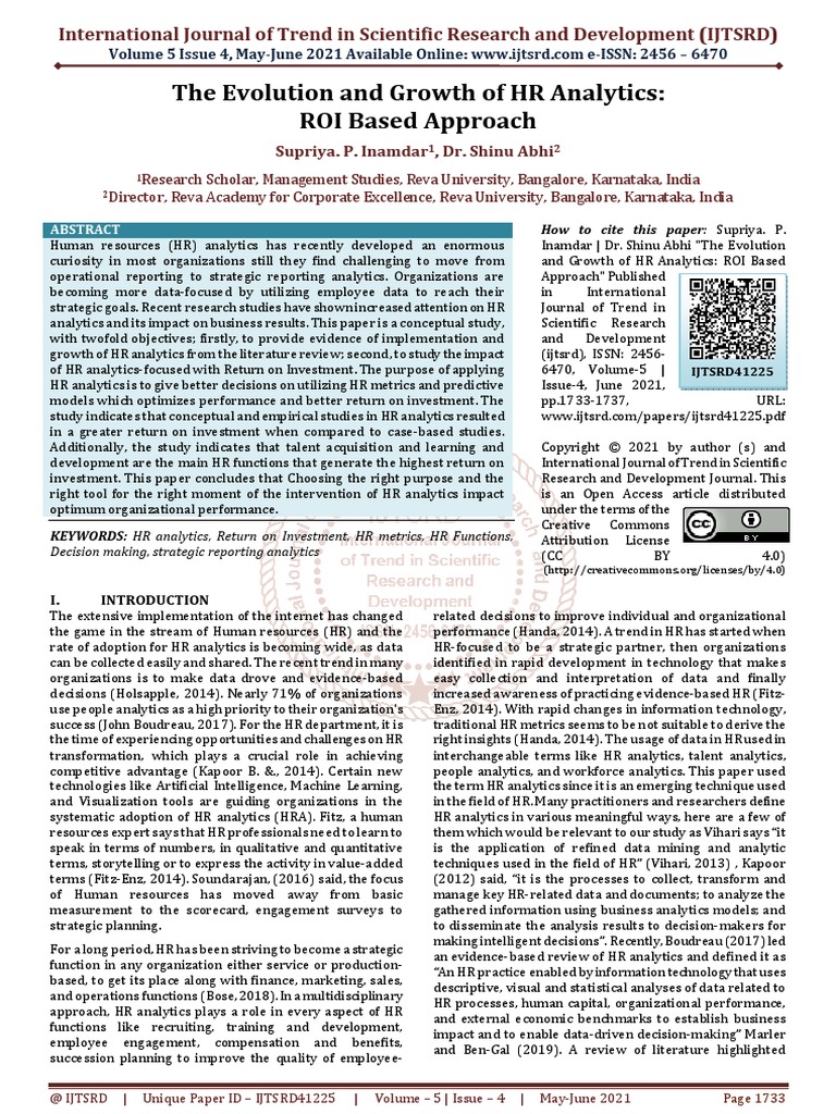 The Evolution and Growth of HR Analytics ROI Based Approach | PDF ...