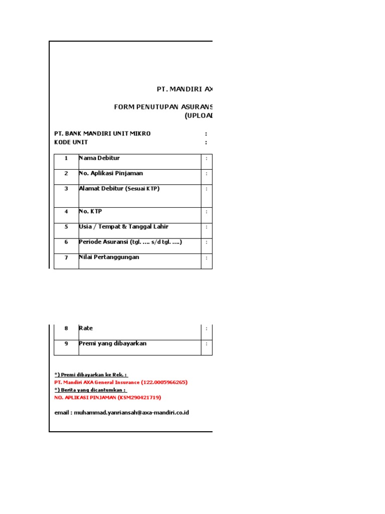 Form Order Asuransi Magi Pa+ (Jiwa) Kebakaran+tlo (Asep Supriyatna ...