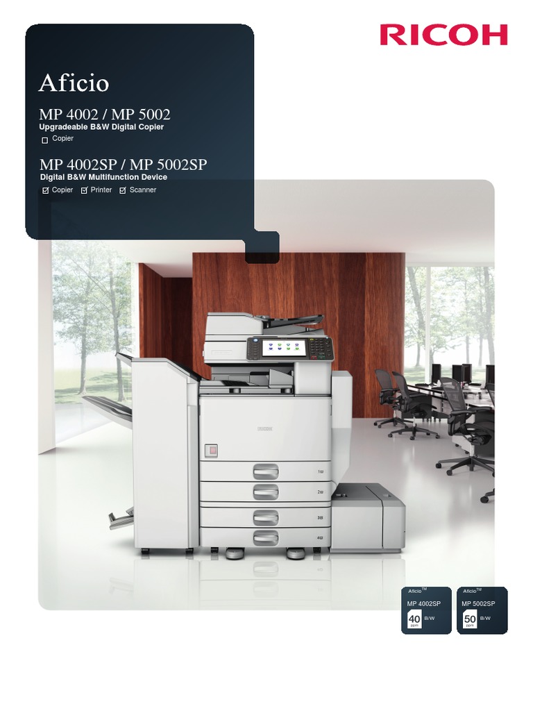 MP 4002 / MP 5002: Upgradeable B&W Digital Copier | PDF | Image Scanner ...