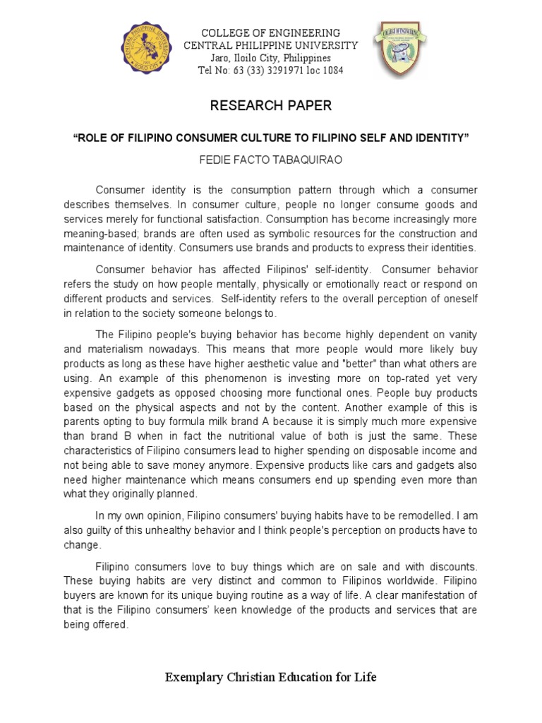 Research Paper: "Role of Filipino Consumer Culture To Filipino Self and ...