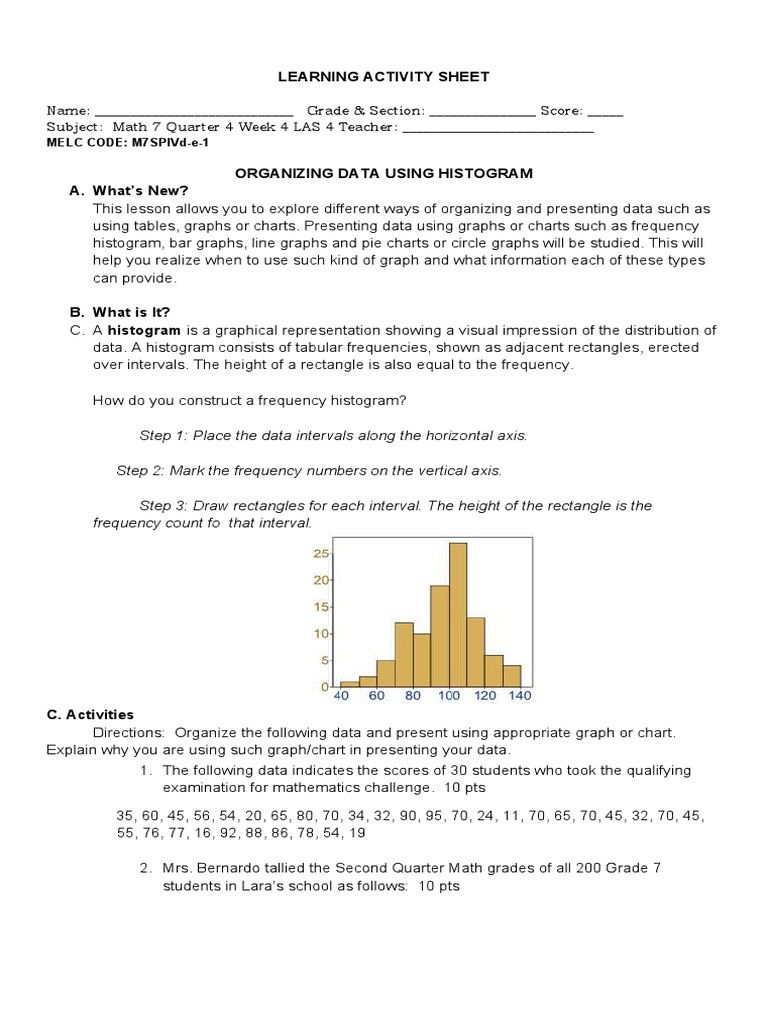 Grade 7 Week 4 and Week 5 Las 4 | PDF | Histogram | Chart