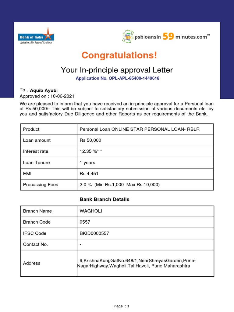 Congratulations!: Your In-Principle Approval Letter | PDF | Identity ...