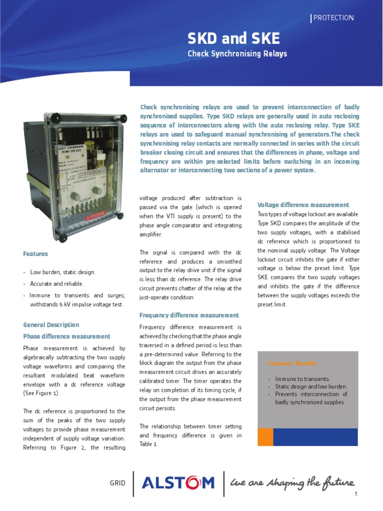 Alstom Ske11 Check Synchronizing Relay | PDF | Relay | Direct Current