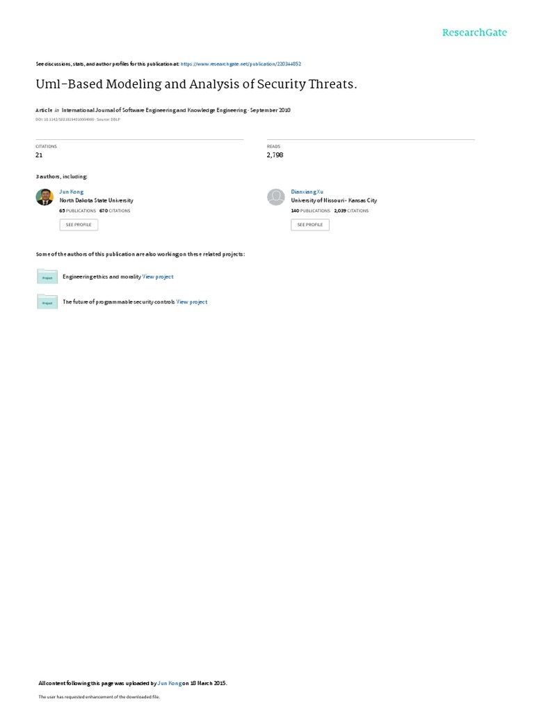 Uml Based Modeling And Analysis Of Security Threat Pdf Parsing