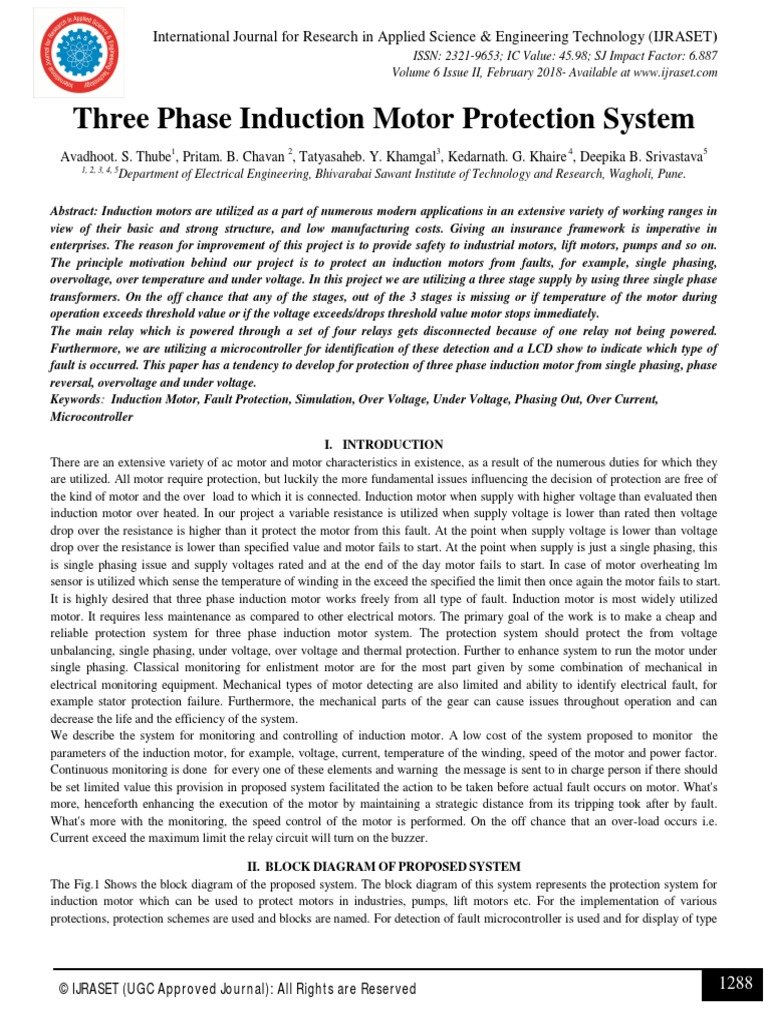 Three Phase Induction Motor Protection System | PDF | Electric Motor ...