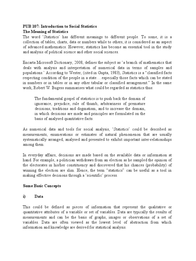 PUB 107 Introduction To Social Statistics | PDF | Quantitative Research ...