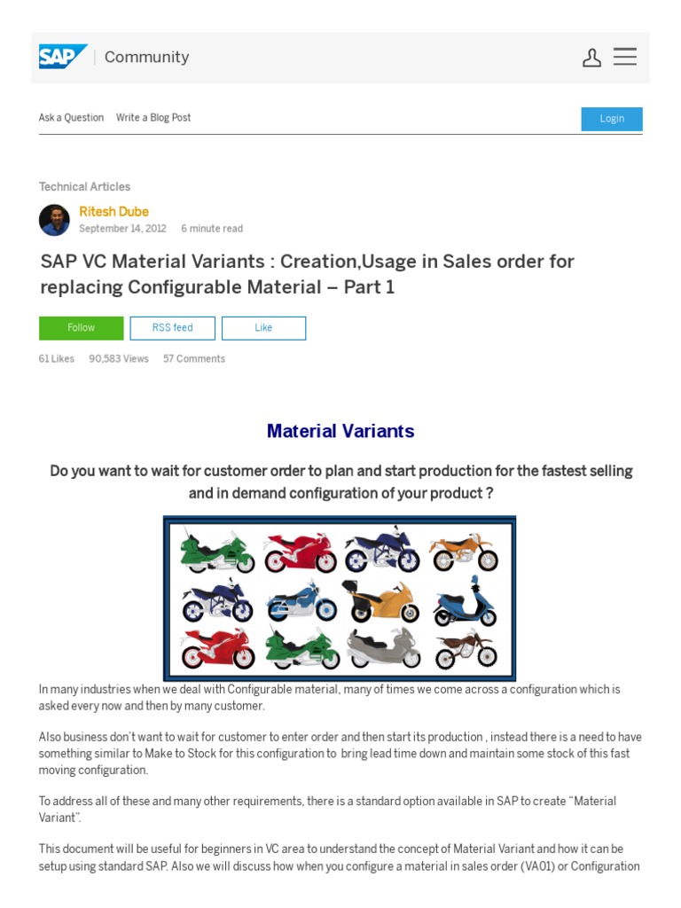 Variant Configuration Material Variants Creationusage in Sales Order ...