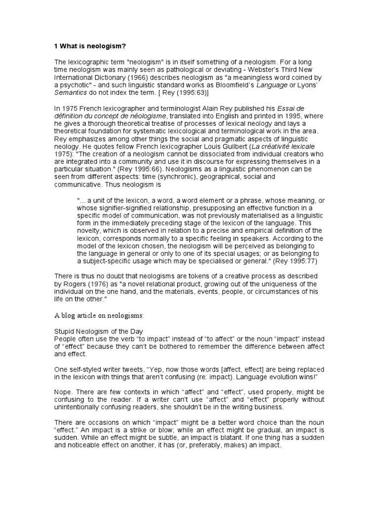 Neologisms: Definitions and Usage | PDF | Lexicon | Lexicology