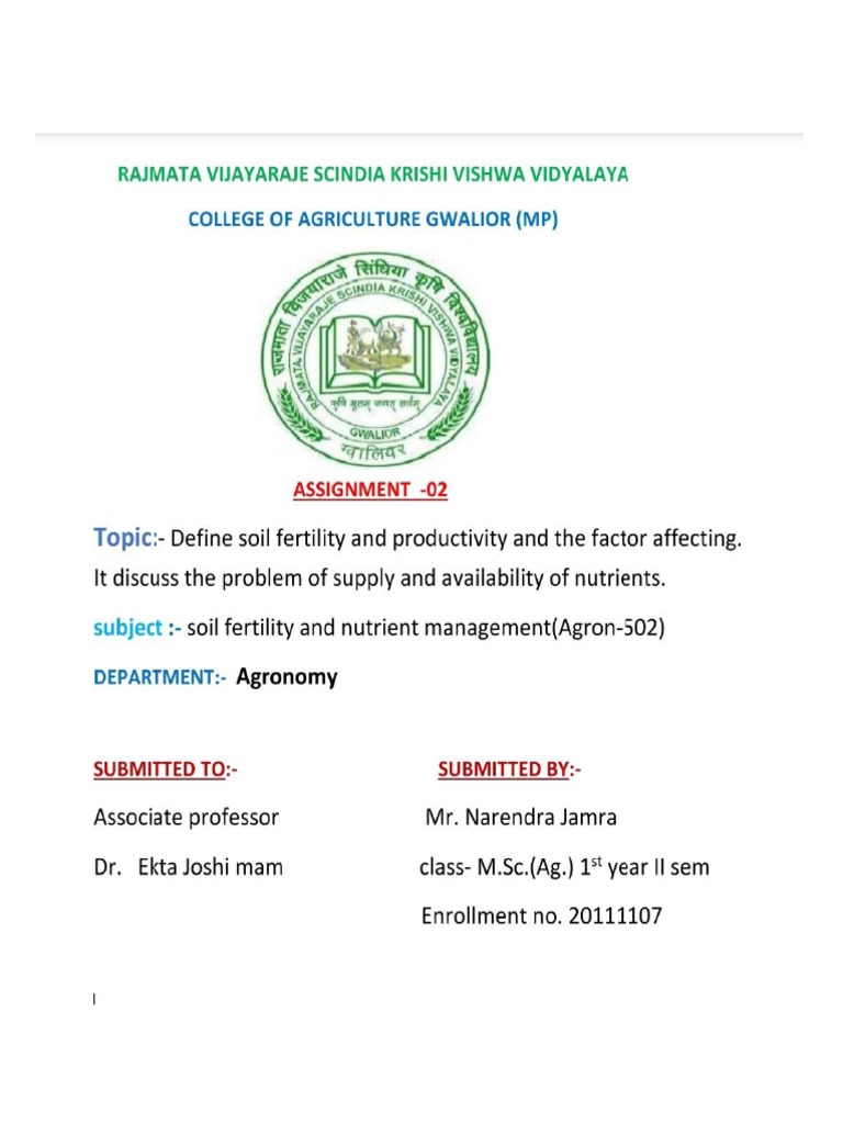 Define Soil Fertility and Productivity and Factor Affecting Them | PDF ...