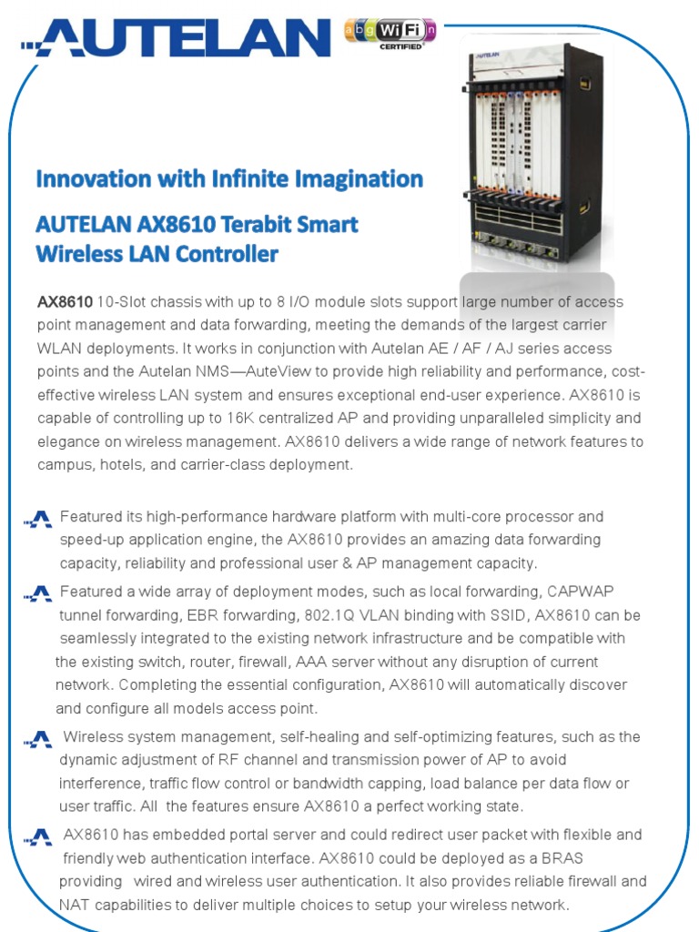 AX8610 Datasheet | PDF | Wireless Lan | Computer Network