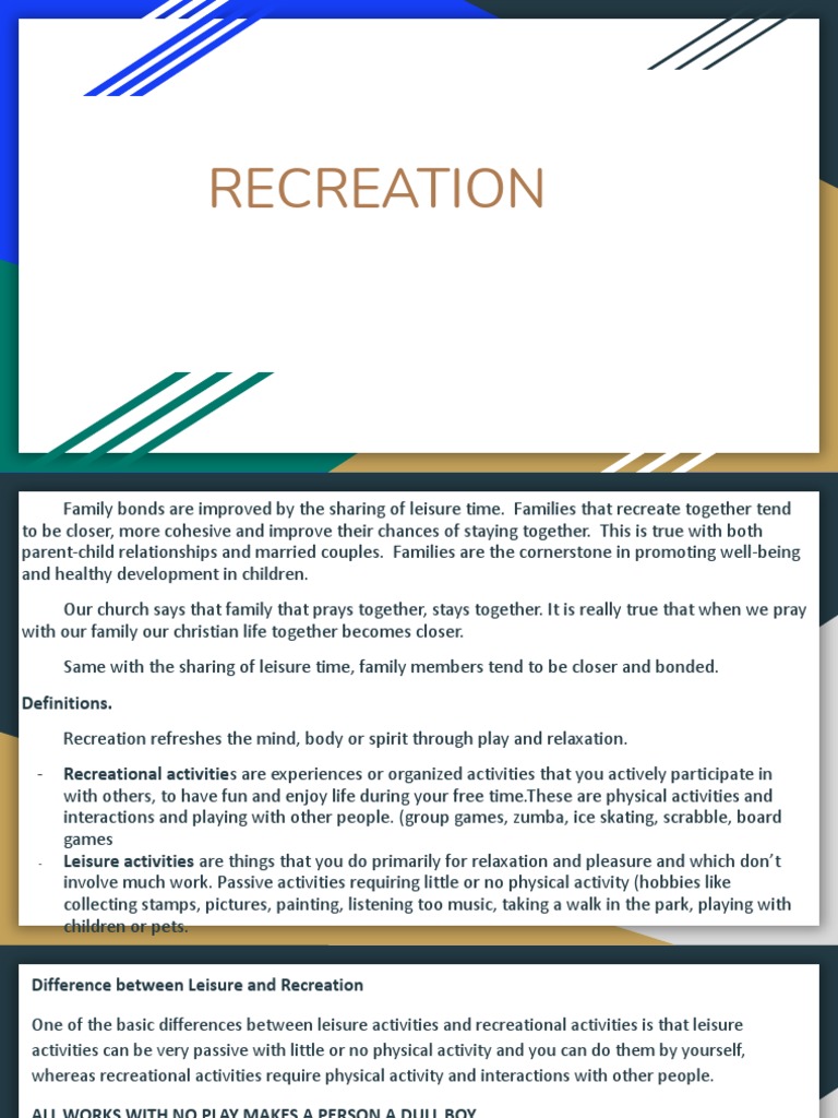 Recreation | PDF | Recreation | Leisure