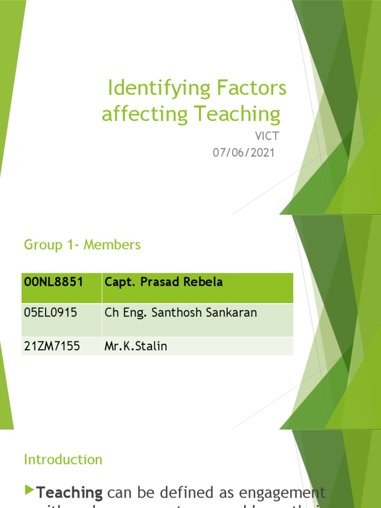 Factors Influencing Effective Teaching | PDF | Career & Growth | Self ...