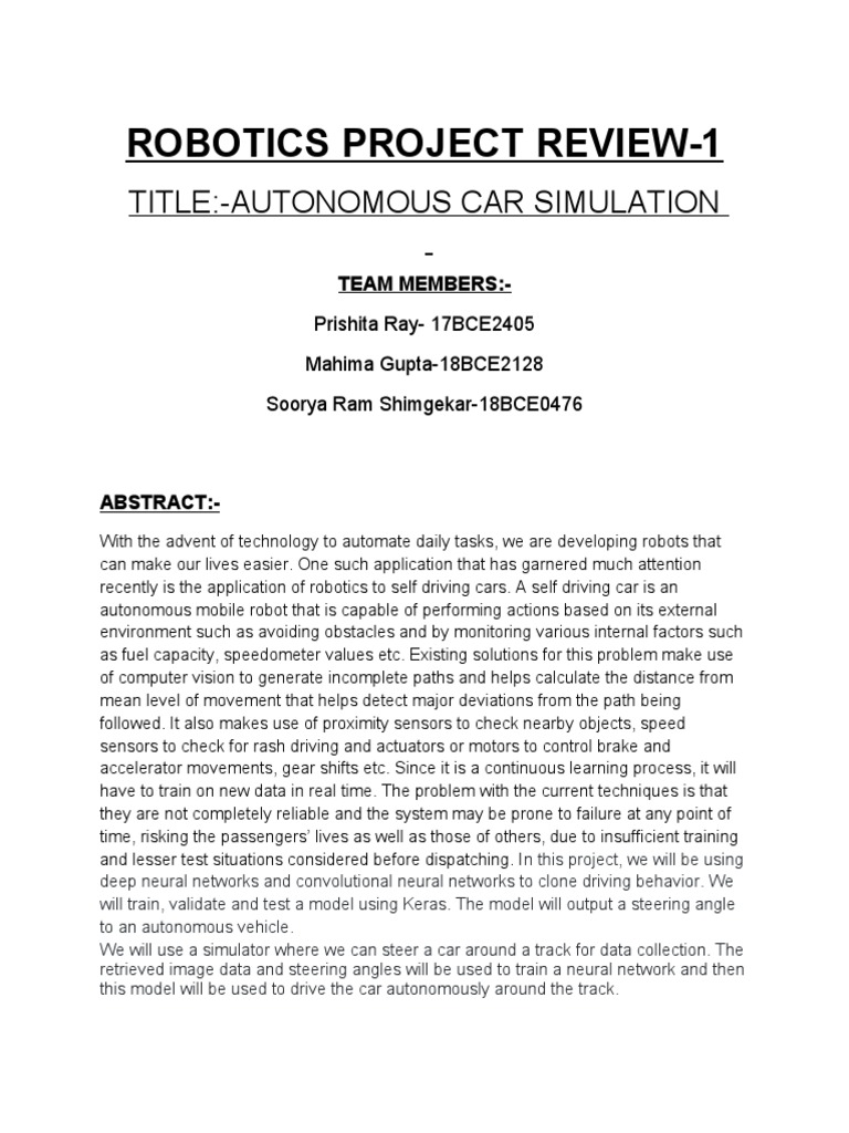 Autonomous Car Simulation | PDF | Robotics | Artificial Neural Network