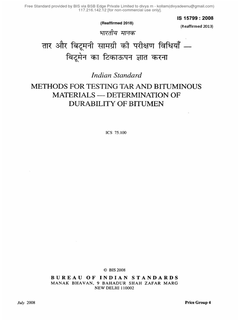 Is 15799 Rtof | PDF | Asphalt | Vacuum