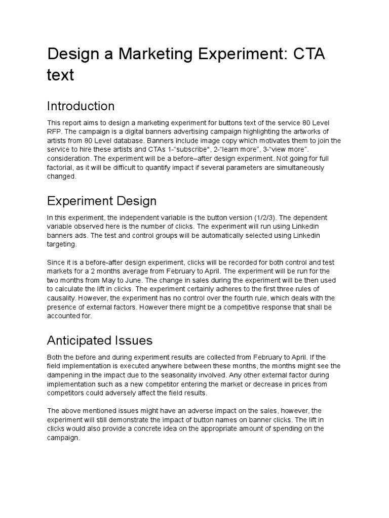 Design A Marketing Experiment | PDF | Experiment | Linked In
