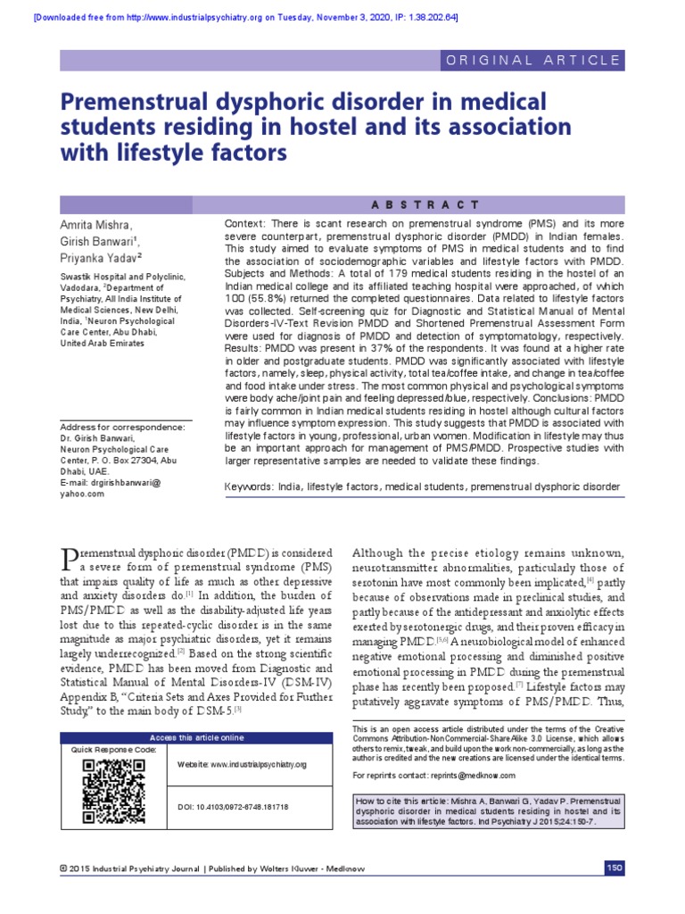PMDD Scale | PDF | Premenstrual Syndrome | Mental Disorder