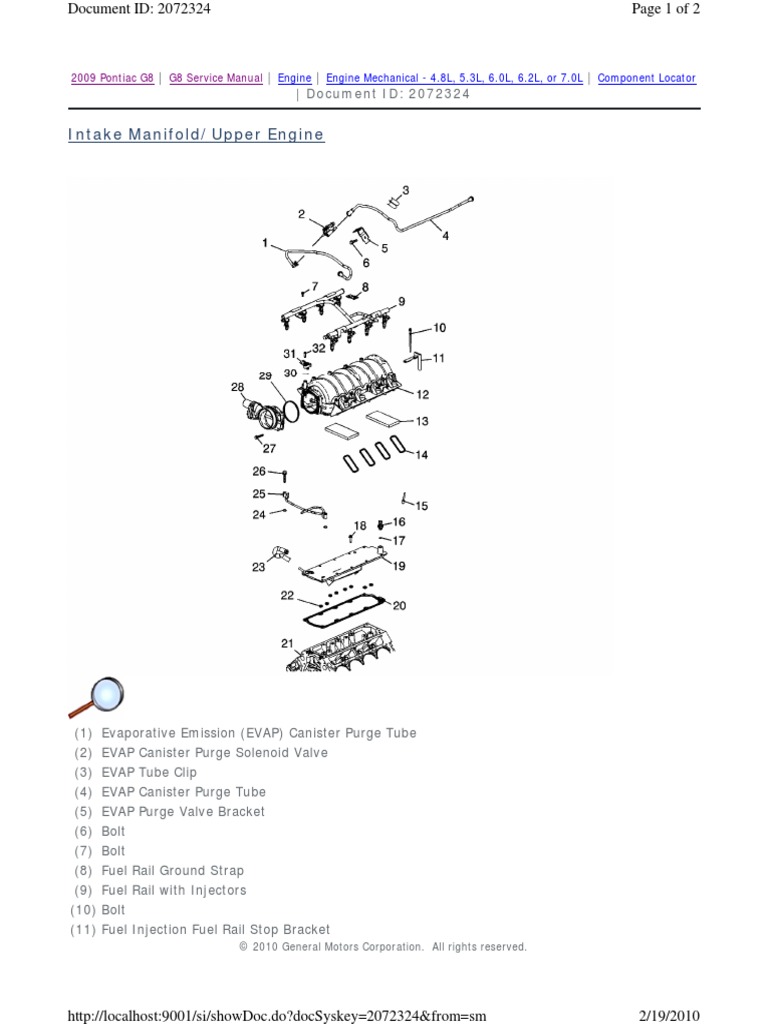 Intake Manifold/Upper Engine: 2009 Pontiac G8 G8 Service Manual | PDF | Piston | Systems Engineering