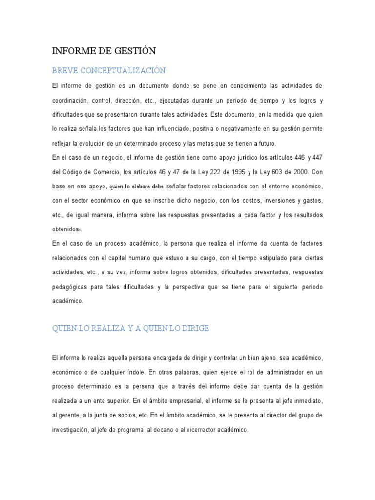 FORMATO COMO ELABORAR UN INFORME DE GESTIÓN